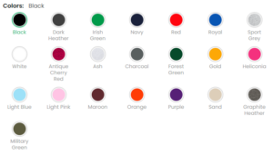 Gildan 18000 Size Chart and Color Chart | Gildan Crewneck Sweatshirt